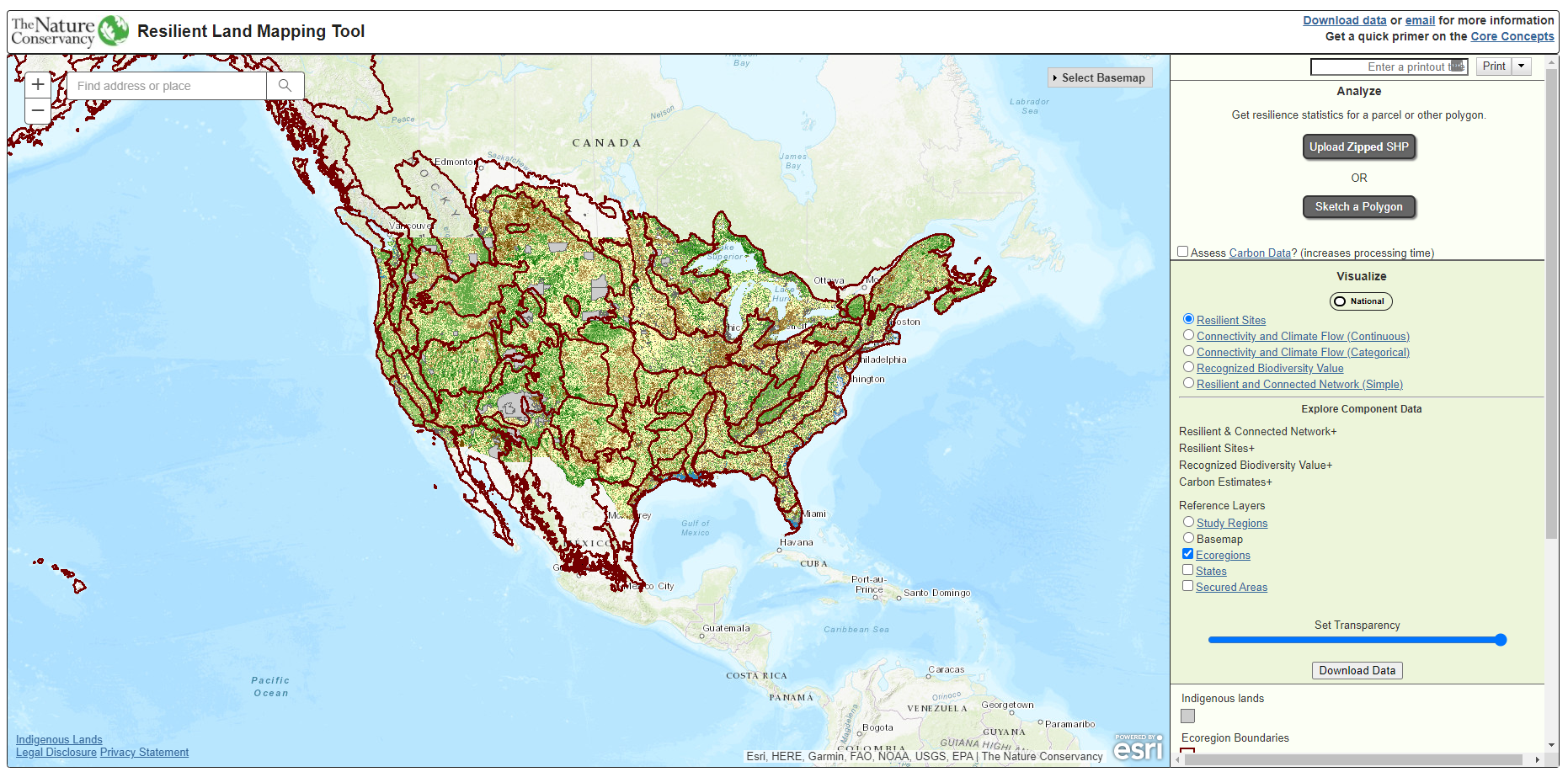 Tnc Resilient Land Mapping Tool - Printable Maps Online